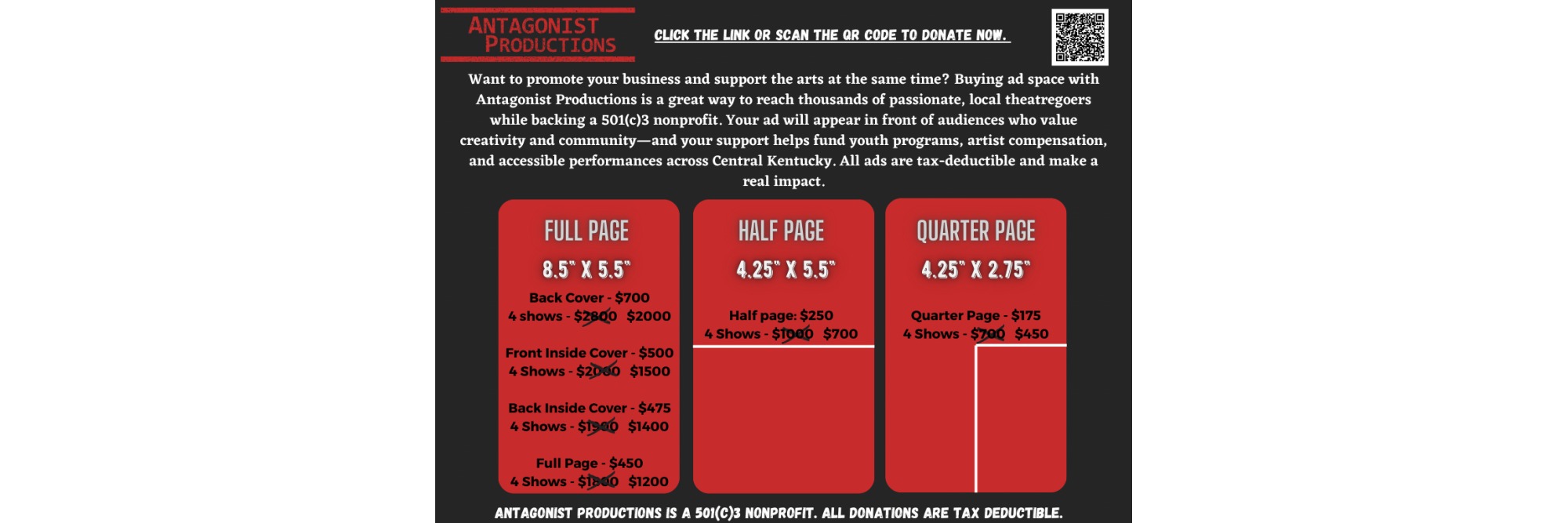 Playbill Ad Space 4-Show Special | Antagonist Productions Company ...