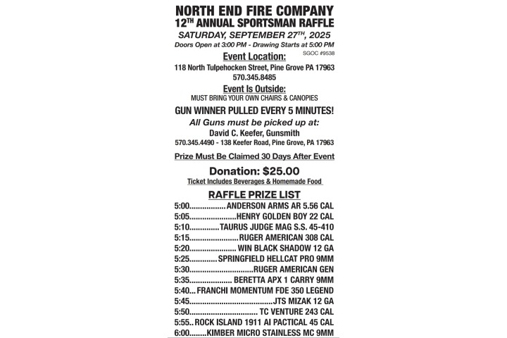 12th ANNUAL NEFC SPORTSMANS RAFFLE | BetterWorld