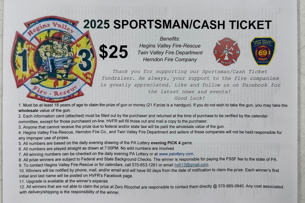 2025 Sportsman Ticket by Hegins Valley Fire-Rescue | BetterWorld