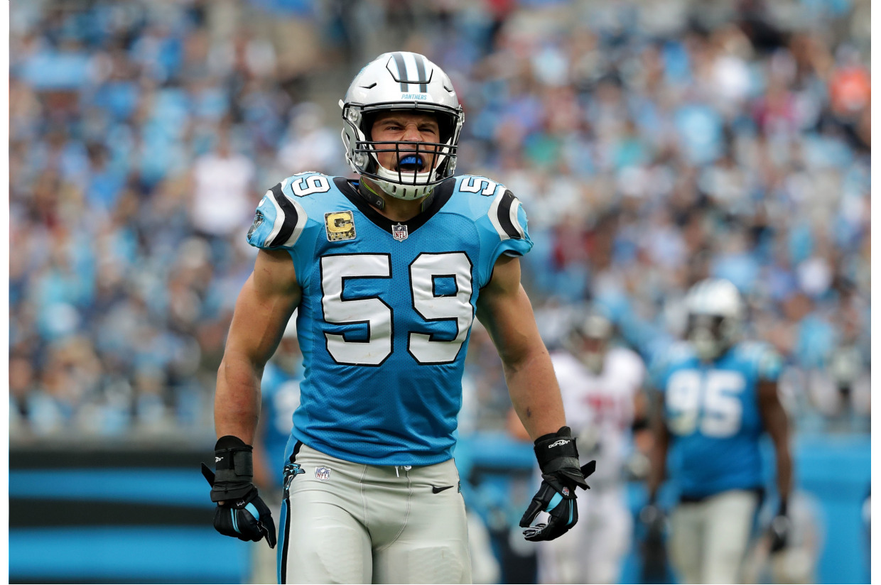 Autographed Luke Kuechly Jersey | Fall 2023 Roastin' for Research Auction | Ken & Lee's Crew ...