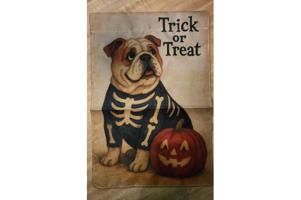 Trick or Treat Bulldog Yard Flag | Lily's Pad Rescue Fall Harvest ...