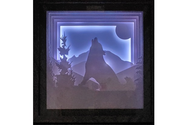 113 - Lighted Howling Wolf Shadow Box | Loot for Moots 2024 ...