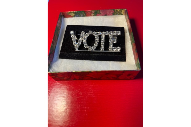 "VOTE" RHINESTONE PIN | LEAGUE OF WOMEN VOTERS NYC ANNUAL FUNDRAISER ...