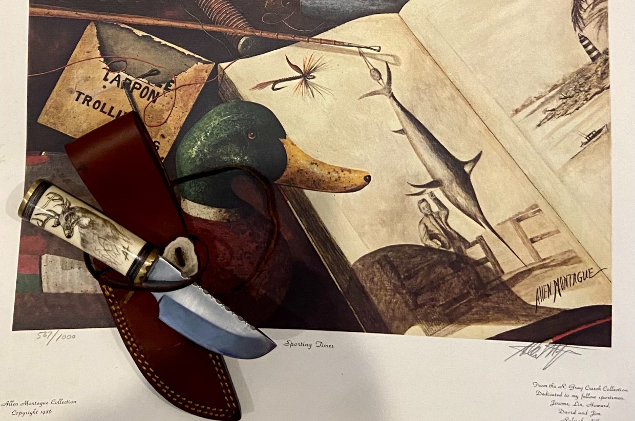 Custom Scrimshaw Knife and Signed Print by Allen Montague | Scott ...