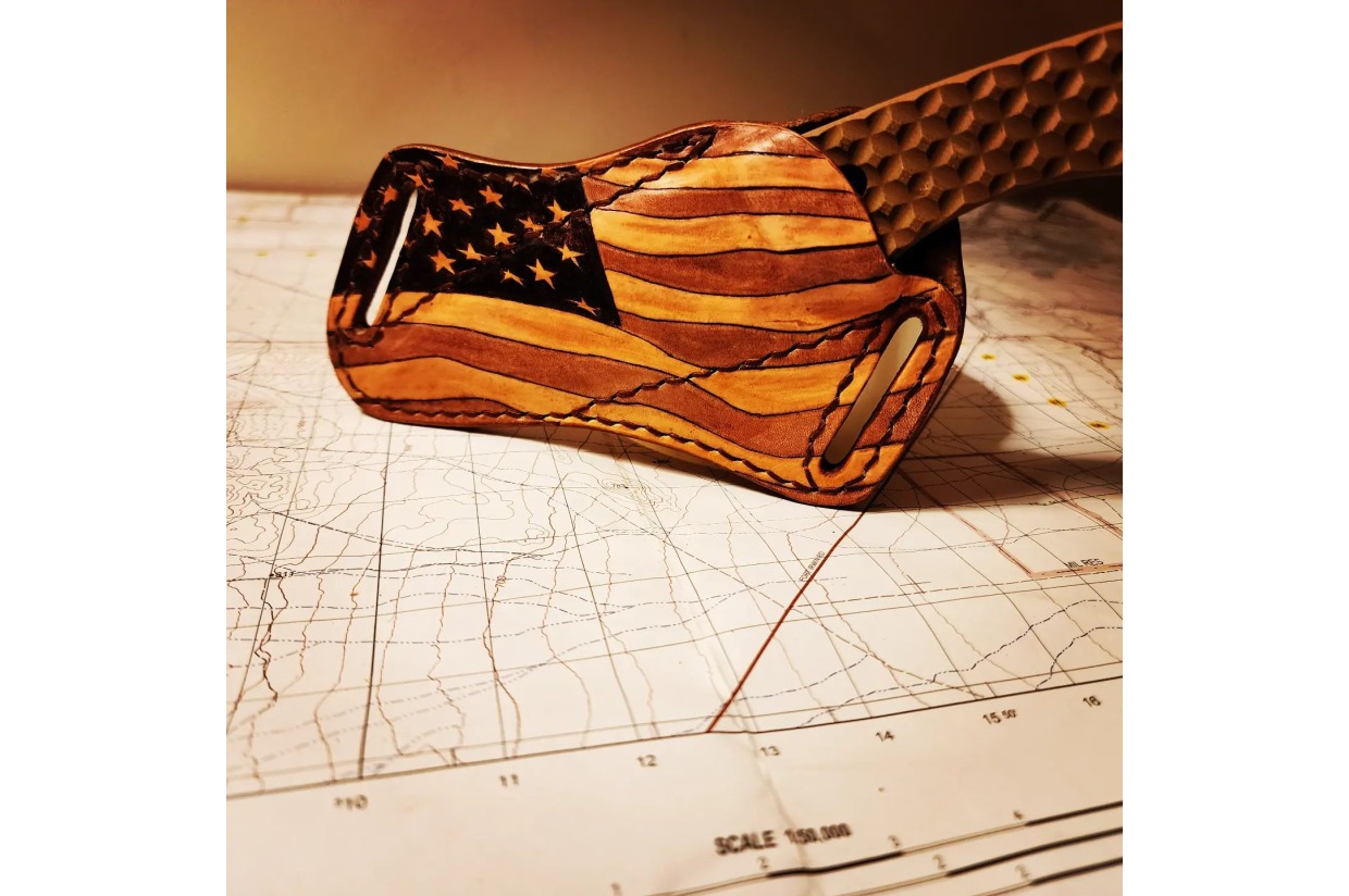 Woods Brothers American Flag Leather Knife Sheath & Knife | TE FORCE ...