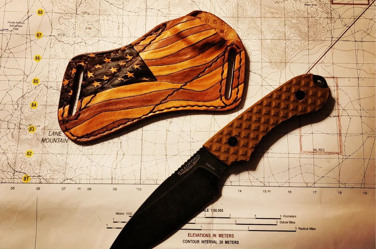 Woods Brothers American Flag Leather Knife Sheath & Knife | TE FORCE ...