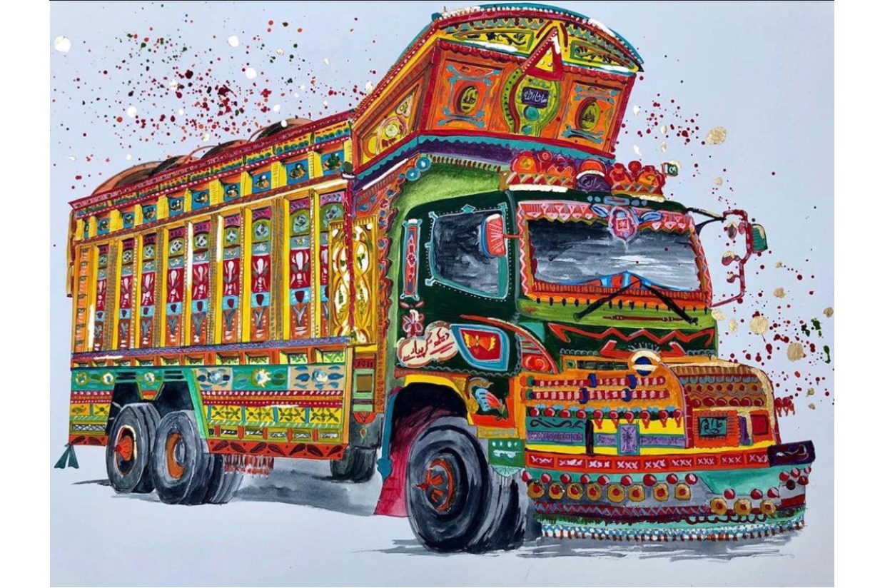 Colorful Truck Art Print by Natalia Dar (18x24 inches) | Bid to Give ...