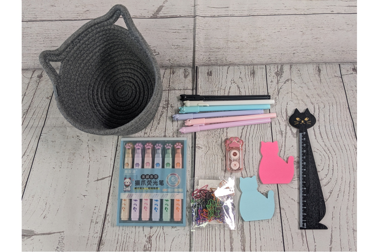 1. Cat Theme Office Supply Basket (13 Pieces) | Meow or Never | Colony ...
