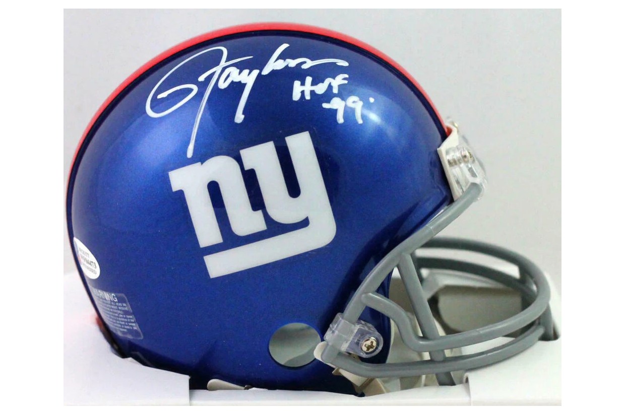 Lawrence LT Taylor Signed Giants mini helmet, plus Raiders vs Giants ...