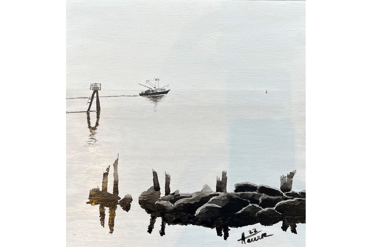 12x12 - "Commercial Fishing Vessel on the Columbia on a Foggy Day" by ...