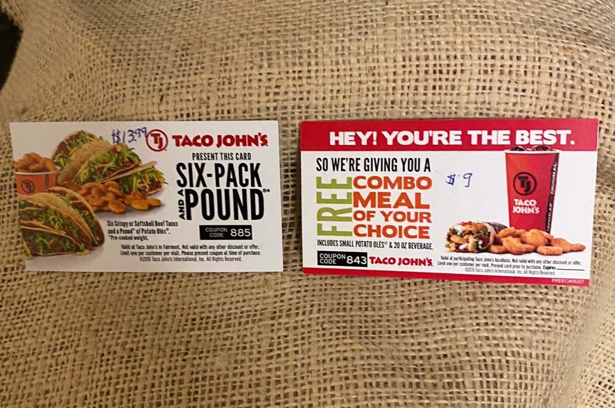 Taco Johns Gift Certificates #2 | 2022 Annual Spring SPL Basket Auction ...