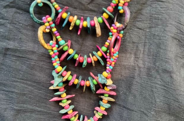 Palawan coconut shell 4-tiered colorful beaded necklace - $50 value ...
