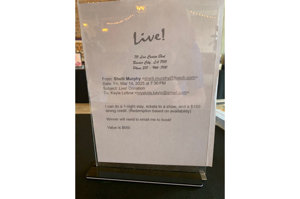 #727 SOLD Live Gift Certificate | Roy's Kids Annual Auction 2025 | Roy ...