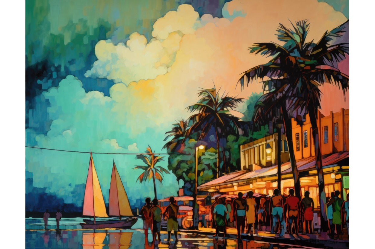 Old Lahaina Town - Judd Levy, Lahaina | Aloha for Lahaina Art Auction ...