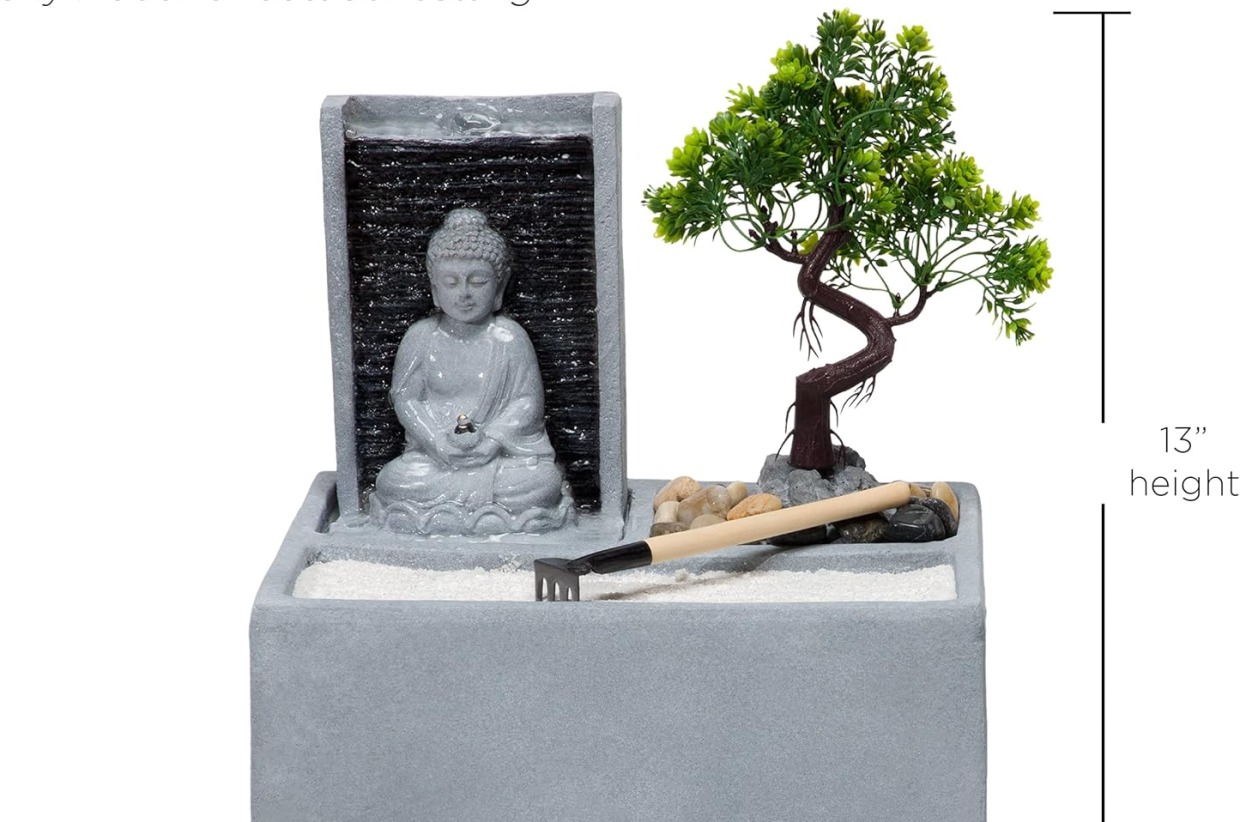 Alpine Corporation DIG278 Indoor/Outdoor Tabletop LED Lights, Buddha ...