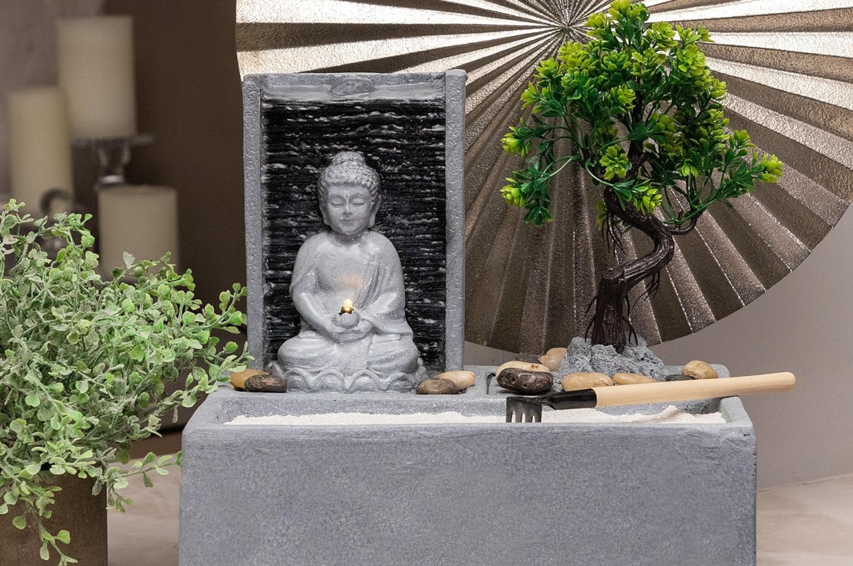 Alpine Corporation DIG278 Indoor/Outdoor Tabletop LED Lights, Buddha ...