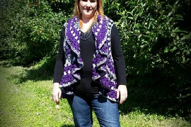 Ethereal Twilight: Handmade Crochet Flounce Vest in Shades of Purple ...
