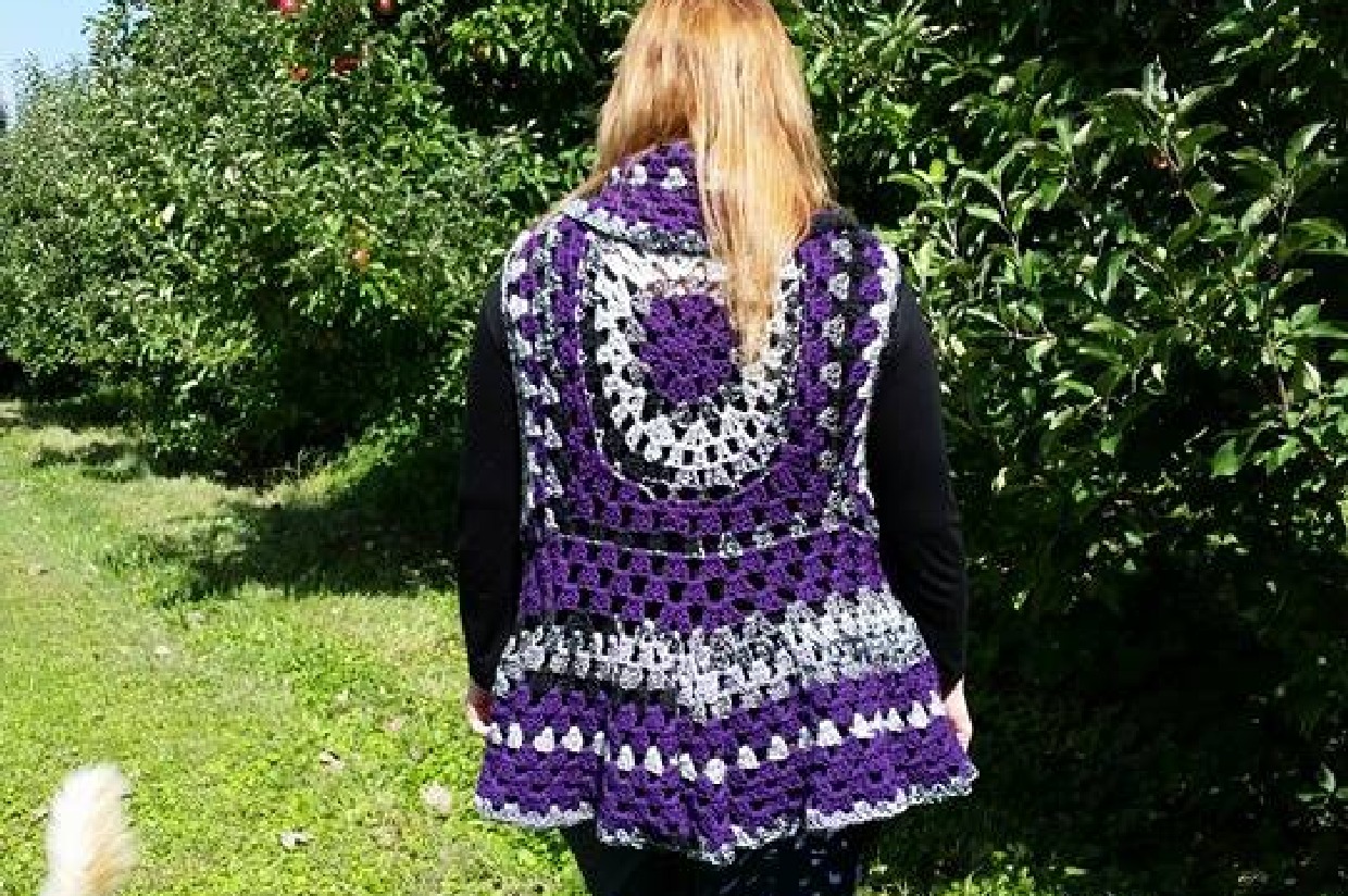 Ethereal Twilight: Handmade Crochet Flounce Vest in Shades of Purple ...