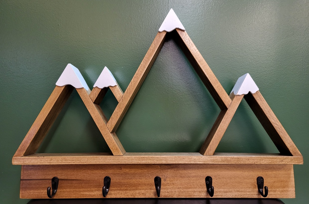Handcrafted Mountain Shelf with Hooks | 2023 "Not So Silent" Auction ...