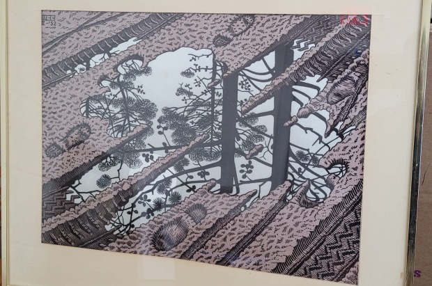 "Puddle" by M.C. Escher, framed art print | COS Winter Estate Sale and ...