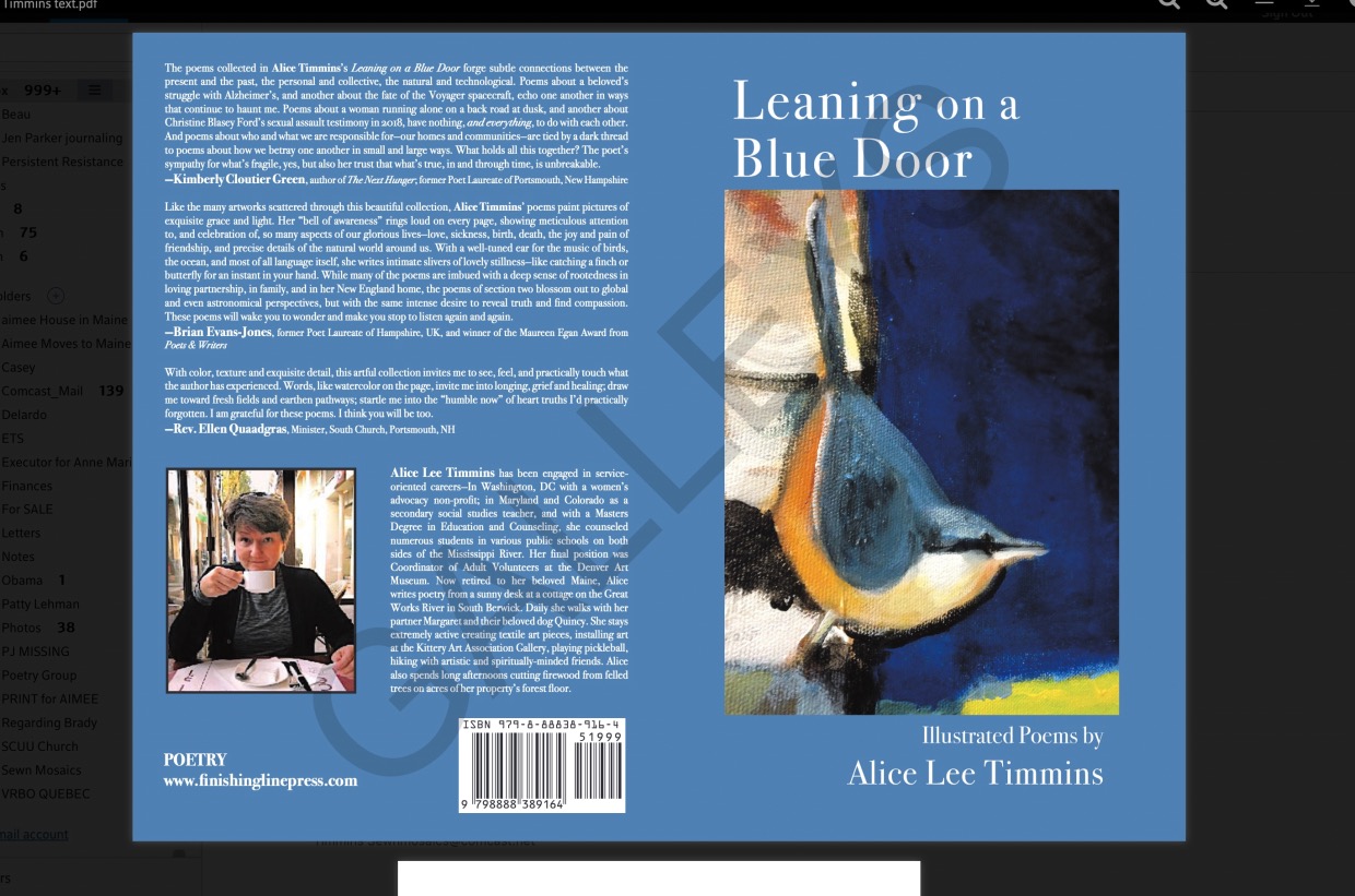 Poetry Book by Maine poet Alice Lee Timmins Bk LEANING ON A BLUE DOOR ...