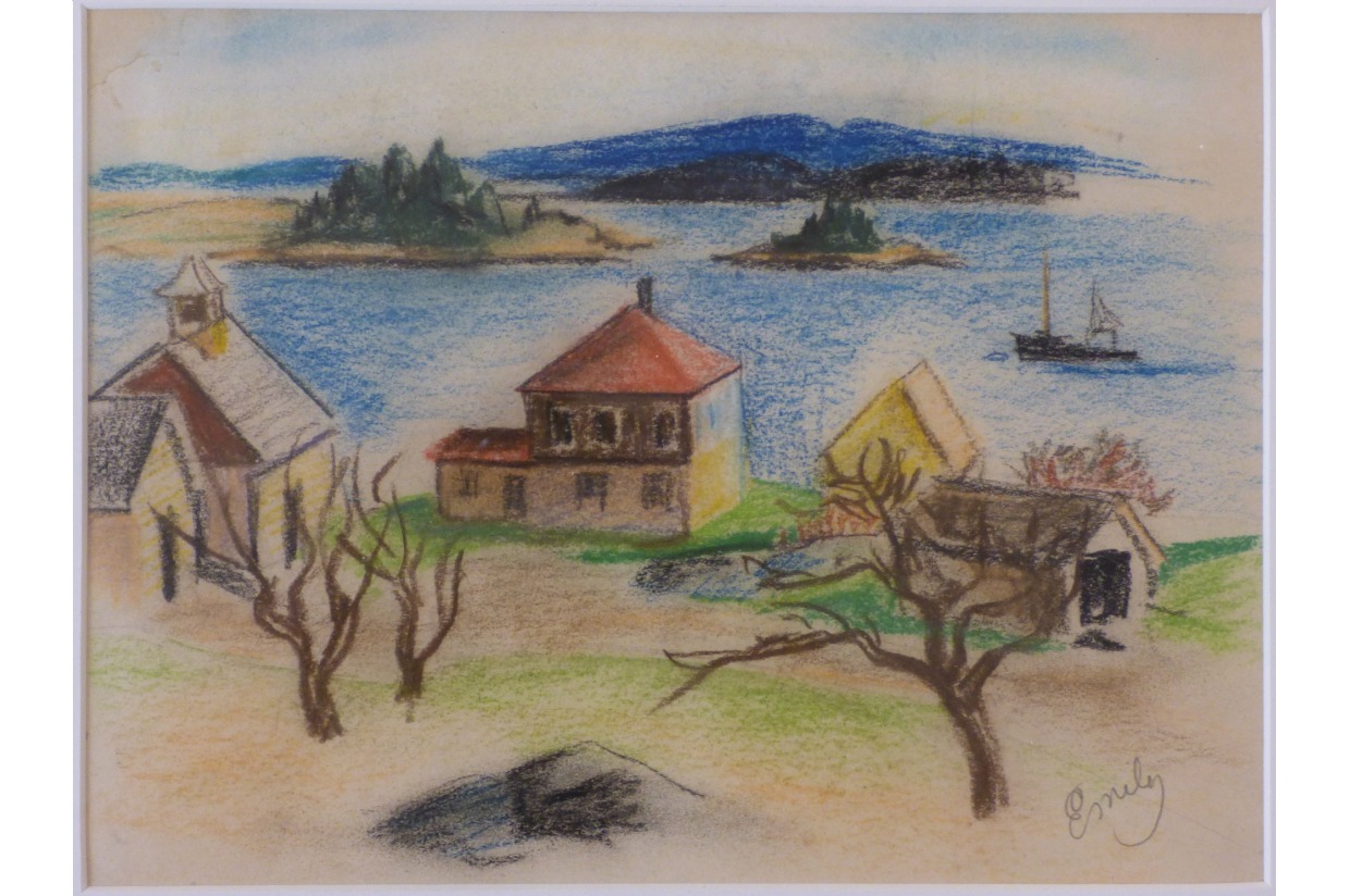 Emily Muir (1904 - 2003), Deer Isle Thorofare, pastel on paper, 9x12 ...
