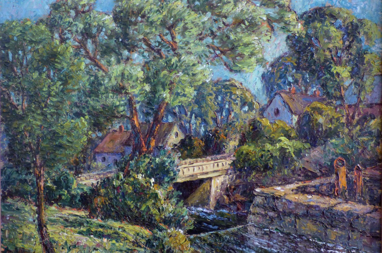 Rupert Lovejoy (1885 - 1975), Above the Dam, Stroudwater, oil on canvas ...