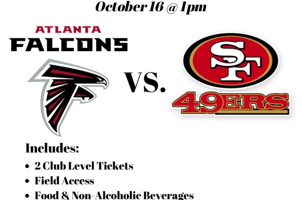 2 Falcons vs. 49er's Club Level Tickets giveaway supporting Druid Hills ...