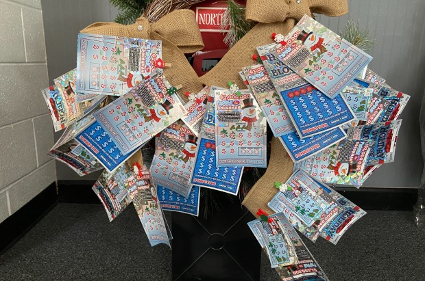 Christmas Scratch Ticket Wreath giveaway supporting Project Santa ...