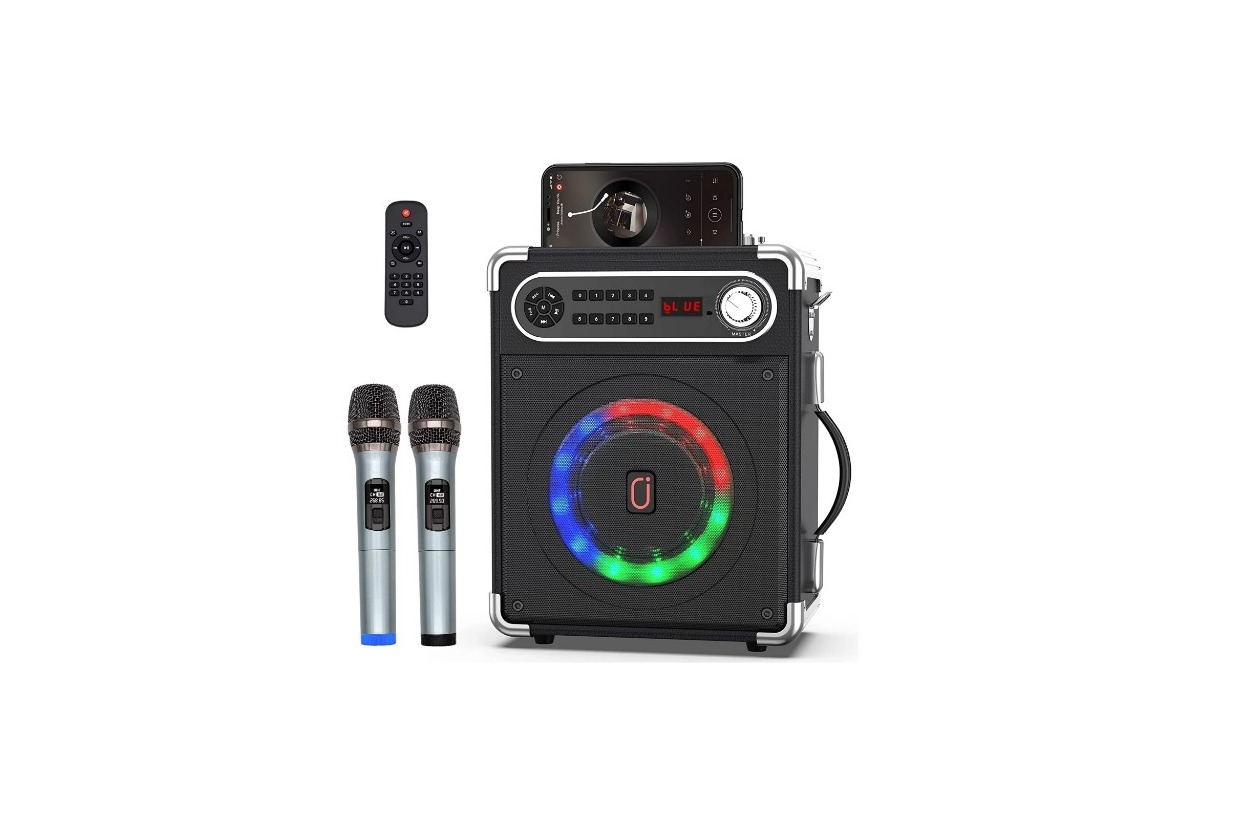 Karaoke Machine 2 Wireless Microphones Bluetooth Pa Speaker System ... Karaoke Machine 2 Wireless Microphones Bluetooth Pa Speaker System ...